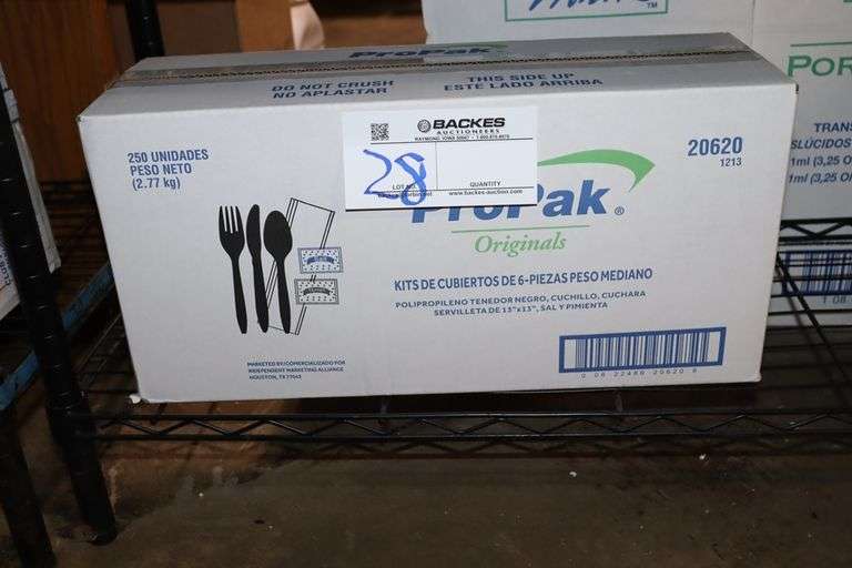 Case of Pro Pak to-go cutlery kits - Backes Commercial Auctioneers