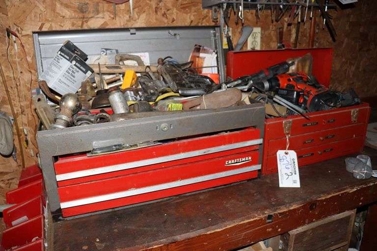 Pair to go - tool boxes with assorted tools & inventory - Backes Commercial Auctioneers