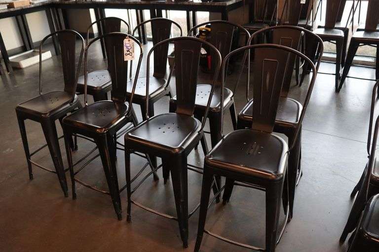 Times 8 - Black metal Bistro style bar height chairs - Backes ...