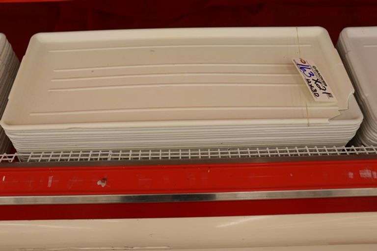 Times 21 - 12" x 30" plastic meat trays - showing cracks, chipped ...