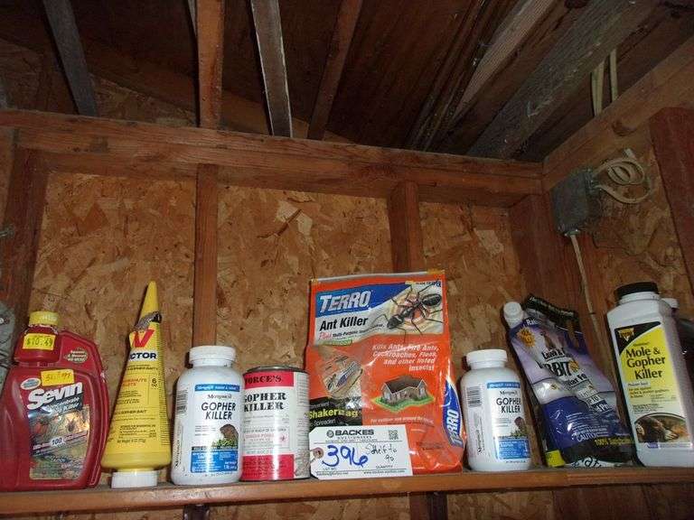 All to go shelf of pest product - Backes Commercial Auctioneers