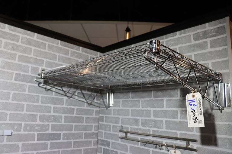 24" x 36" Wall mount chrome over shelf - Backes Commercial Auctioneers