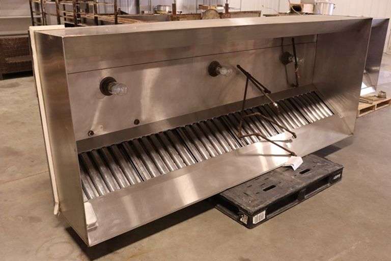 4' x 10" Stainless exhaust hood - hood only - Backes Commercial Auctioneers