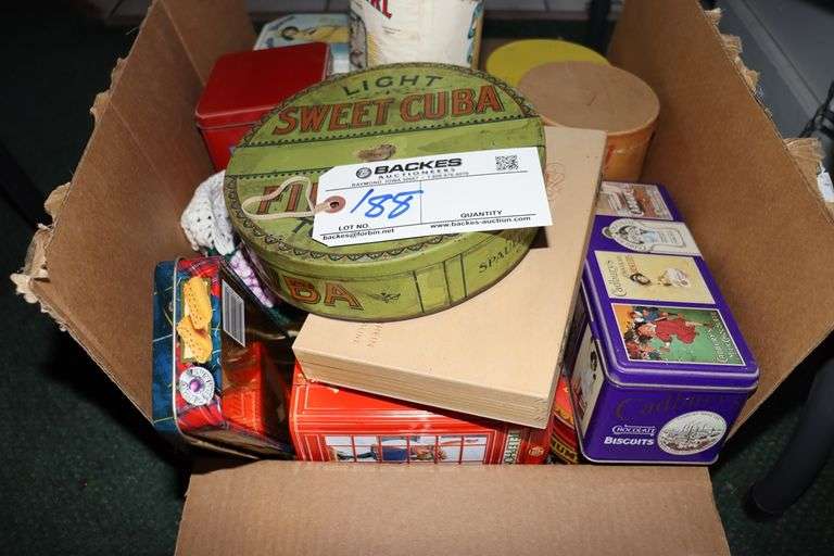 Box to go - metal tin containers - Backes Commercial Auctioneers
