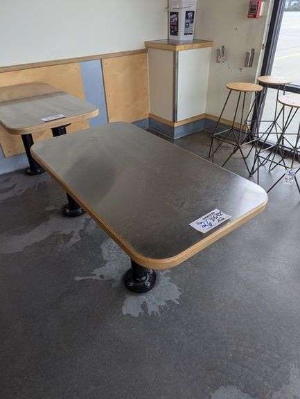 Times 2 - 24" x 42" x 30" Tall stainless top maple edge dining tables ...