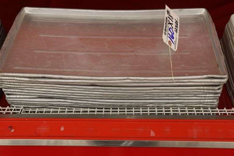 Times 18 - 12" x 24" aluminum meat trays - Backes Commercial Auctioneers