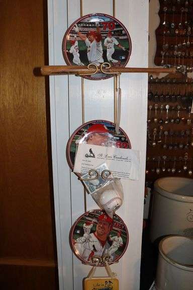 Set - 3 Mark McGuire baseball collector plates with bats, ball, & plate ...