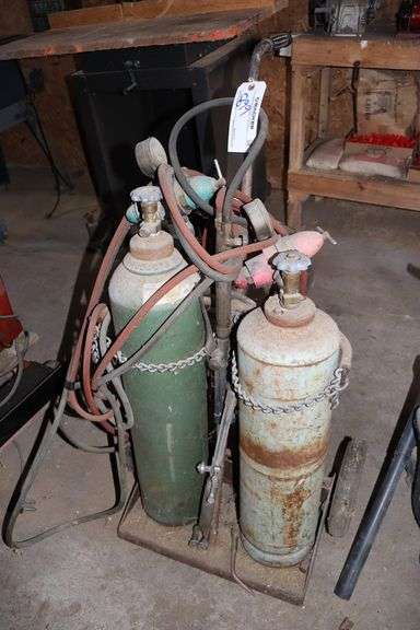 Torch cart with torches & regulator - tanks are unknown if leaded or ...