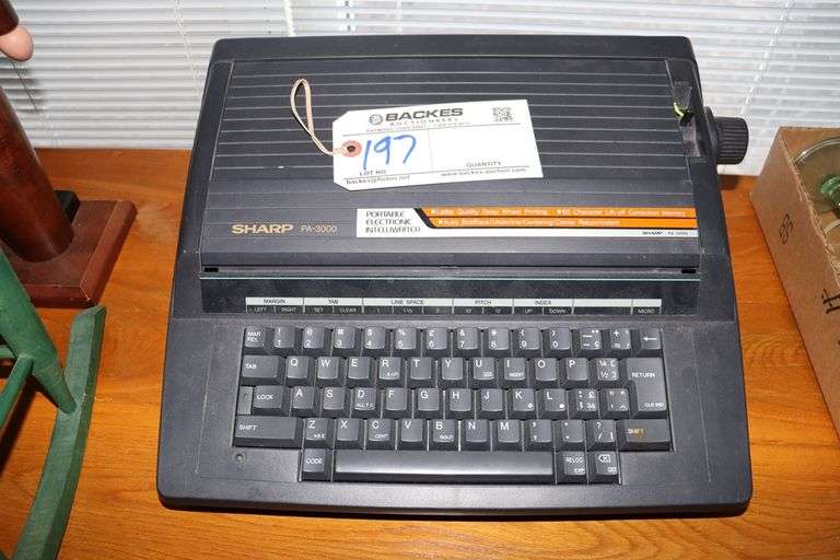 Sharp PA-3000 electric intelliwriter - Backes Commercial Auctioneers