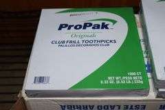 Case of Pro Pak club frill toothpicks - Backes Commercial Auctioneers