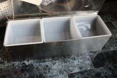 San Jamar stainless bar condiment rail - Backes Commercial Auctioneers