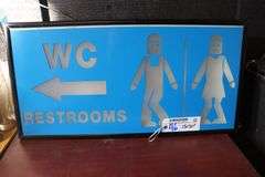 15" x 30" Lighted restroom sign - Backes Commercial Auctioneers