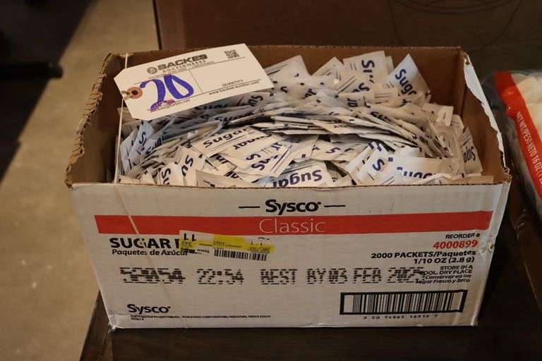 Case of sugar packets - Backes Commercial Auctioneers