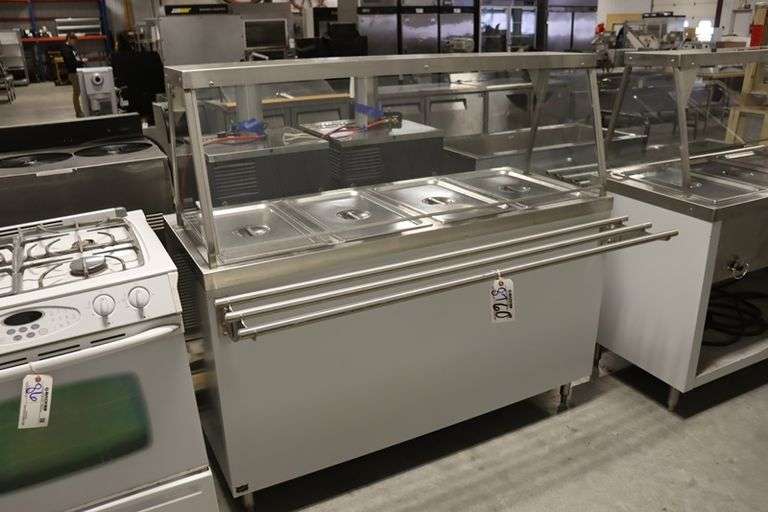 Duke 60" E304-25PG-SW M electric 4 well steam table with glass sneeze ...