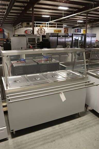Duke 60" E304-25PG-SW M electric 4 well steam table with glass sneeze ...