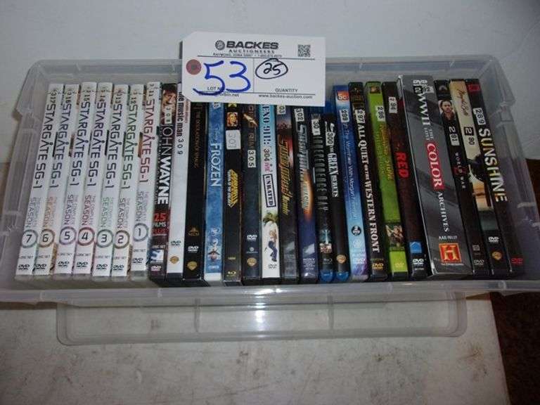 All to go DVDs and container - Backes Commercial Auctioneers