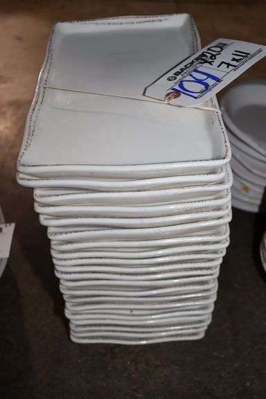 Times 20 - World 7" x 11" white/brown rimmed appetizer trays - Backes ...