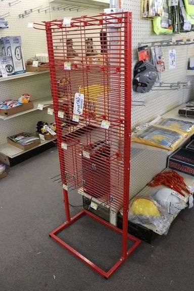 24" x 64" high Red vendor rack - Backes Commercial Auctioneers