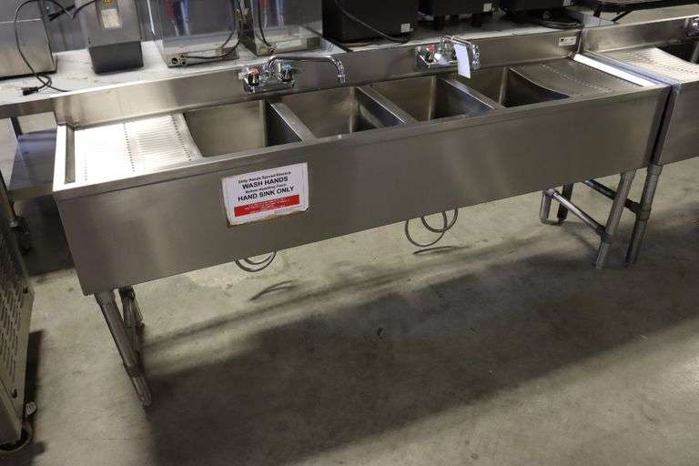 John Boos 72" Stainless 4 bin bar sink w/ drain boards - Backes ...