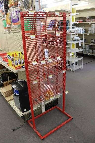 24" x 64" high Red vendor rack - Backes Commercial Auctioneers