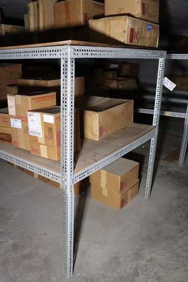 Times 4 - 4' x 12' custom metal racks with wood shelves - legs have ...