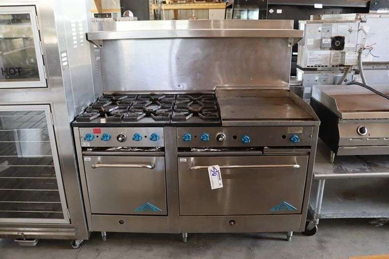Castle 58" portable gas range to include 23" right hand flat grill, 35 ...
