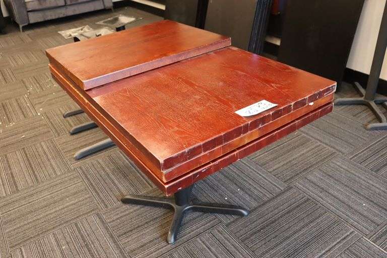 Times 3 - 30" x 48" Solid oak cherry finish dining tables with bases ...