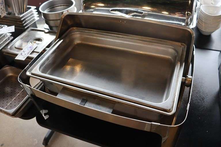 Times 2 - Heavy duty stainless roll top complete chafing units with ...