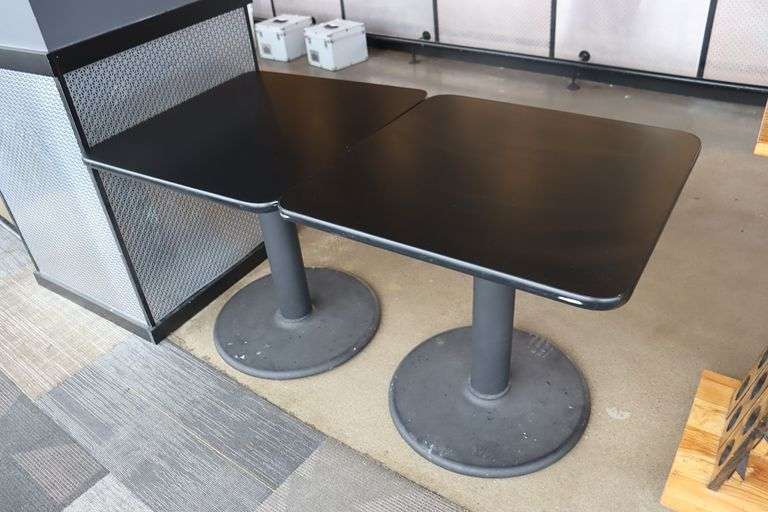 Times 2 - 30" x 30" Black laminate dining tables with dura edge ...