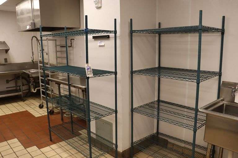Times 2 - 18" x 48" & 24" x 36" Green coated wire racks - Backes ...