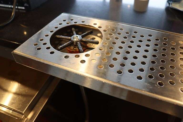 8" x 62" Stainless bar top drain rail with 2 glass rinses - buyer to ...