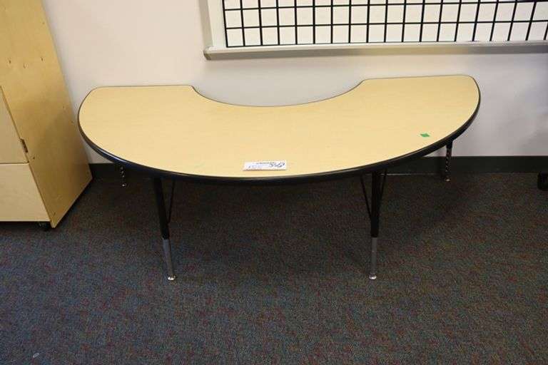 36" x 72" half circle classroom table - adjustable height - Backes ...
