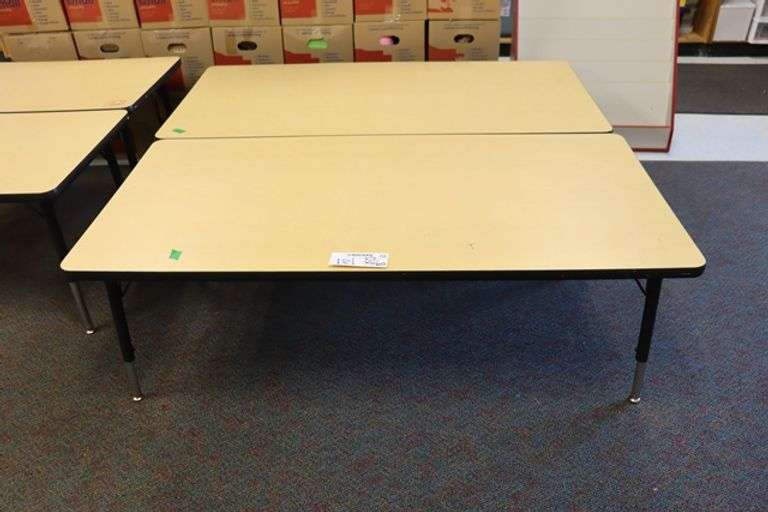 Times 2 - 30" x 60" blond adjustable height school tables M-U3060 ...