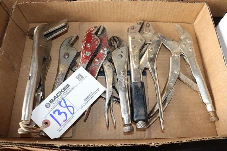 Box flat to go - Assorted vice grips - Backes Commercial Auctioneers
