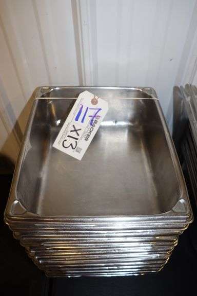 Times 13 - 1/2 x 4" stainless inset pans - no lids - has 2 black ...