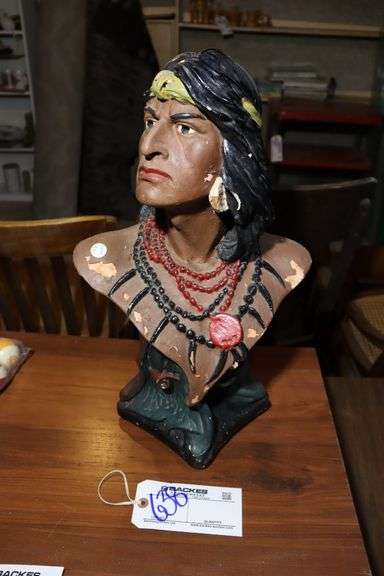 20" native American ceramic statue - Backes Commercial Auctioneers