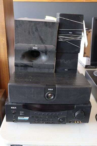 RCA stereo system with 2 tall speakers, regular speakers, & sub ...