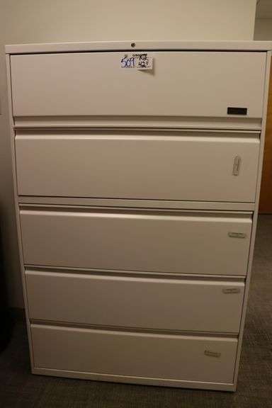 Times 2 - 42" Metal 5 tier white lateral file cabinets - Backes ...
