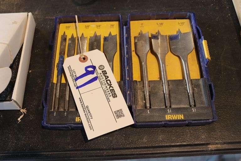 Irwin 3/8" to 1 1/2" spade bit set - Backes Commercial Auctioneers