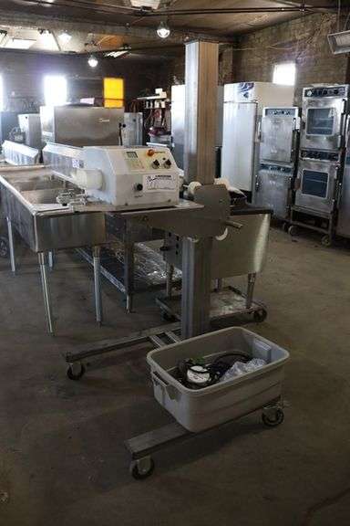Edhard MKT muffin machine on portable stainless cart - Backes ...