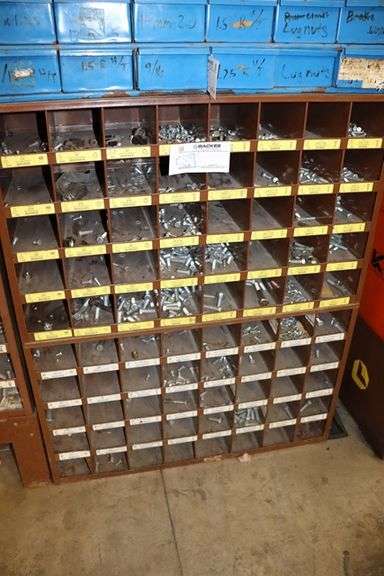 80 Hole nut & bolt cabinet w/ assorted inventory - Backes Commercial ...