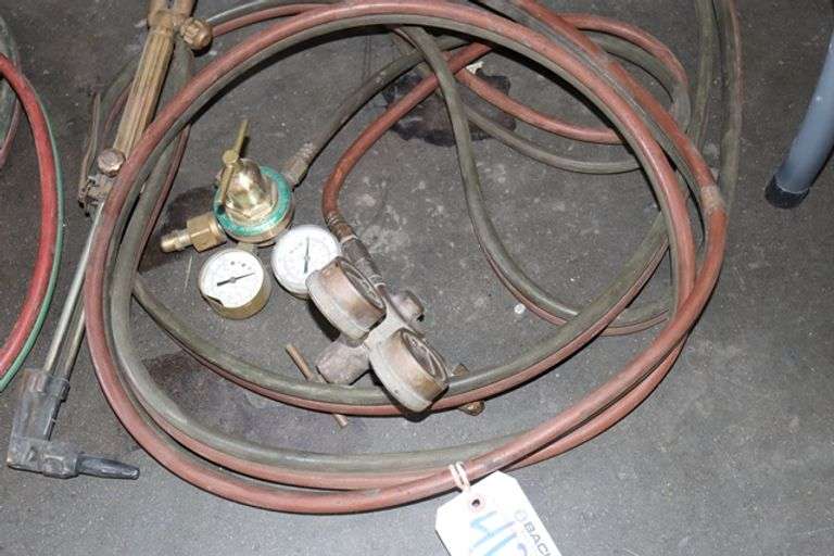 Approx. 20' torch line with torch & gauge - Backes Commercial Auctioneers