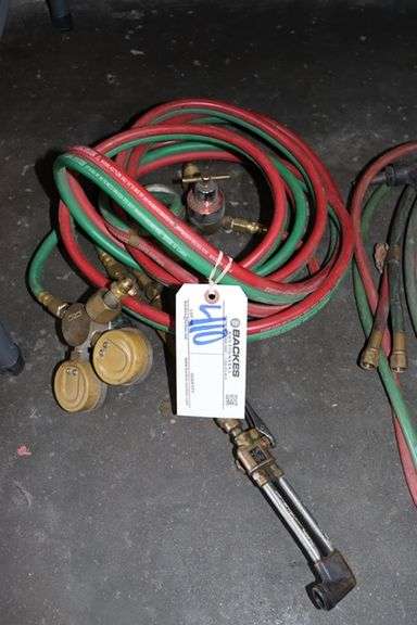 Approx. 15' torch line with torch & gauge - Backes Commercial Auctioneers