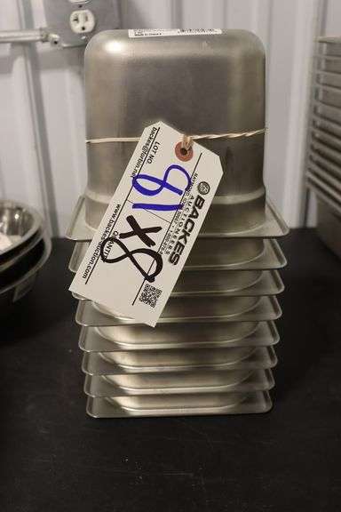 Times 8 - New - 1/9 x 6" Stainless inset pans - no lids - Backes ...