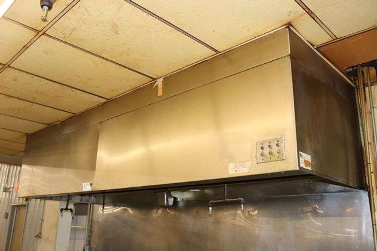 42" x 12' Stainless exhaust hood w/ range guard wet fire system, No ...