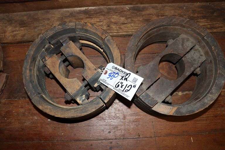 Times 2 - 6" x 12" wood mill wheels - Backes Commercial Auctioneers