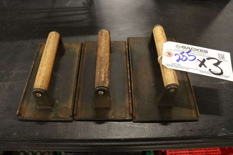 Times 3 - Wood handled grill weights - Backes Commercial Auctioneers