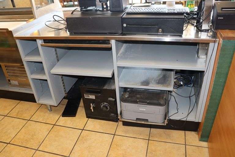 34" x 61" metal framed stainless top POS register front service counter ...