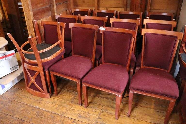 Times 17 - Wood framed purple tweed seat & back dining chairs - buyer ...