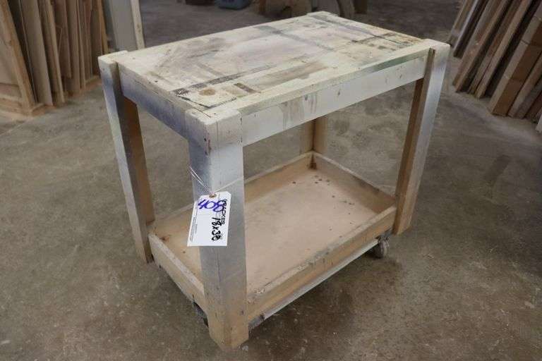 18" x 30" custom portable wood shop table - Backes Commercial Auctioneers